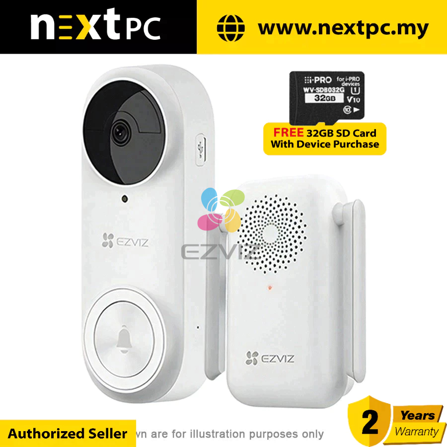 [Ready Stock] Ezviz DB2 3MP / 5MP Battery-powered Video Doorbell Kit ...