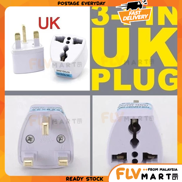 3-Pin Universal Adapter Plug Head UK 3 Pin Malaysia China Plug Socket ...
