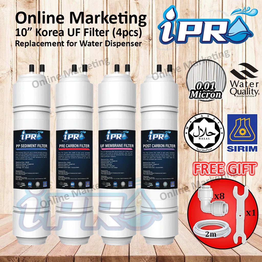 IPRO U-type Patented with 4 Korea UF Filter 10'' Replacement Cartridge ...