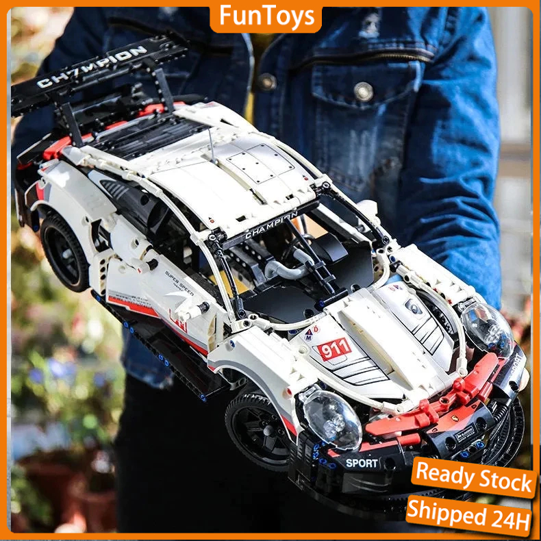 1631Pcs Mainan Porsche 911 RSR Building Blocks 1:10 Technic Car ...