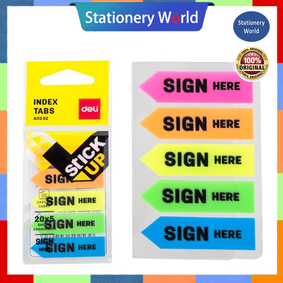 Deli Film Index Tabs Sign Here / Stick Note 44 x 12mm / 5 Colour ...