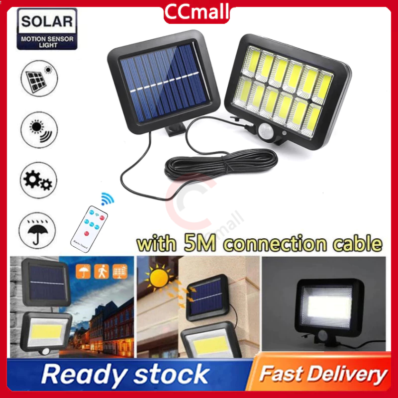 Lampu Solar 200/160/100 COB (5M Cable) Solar Motion Sensor Split Light ...