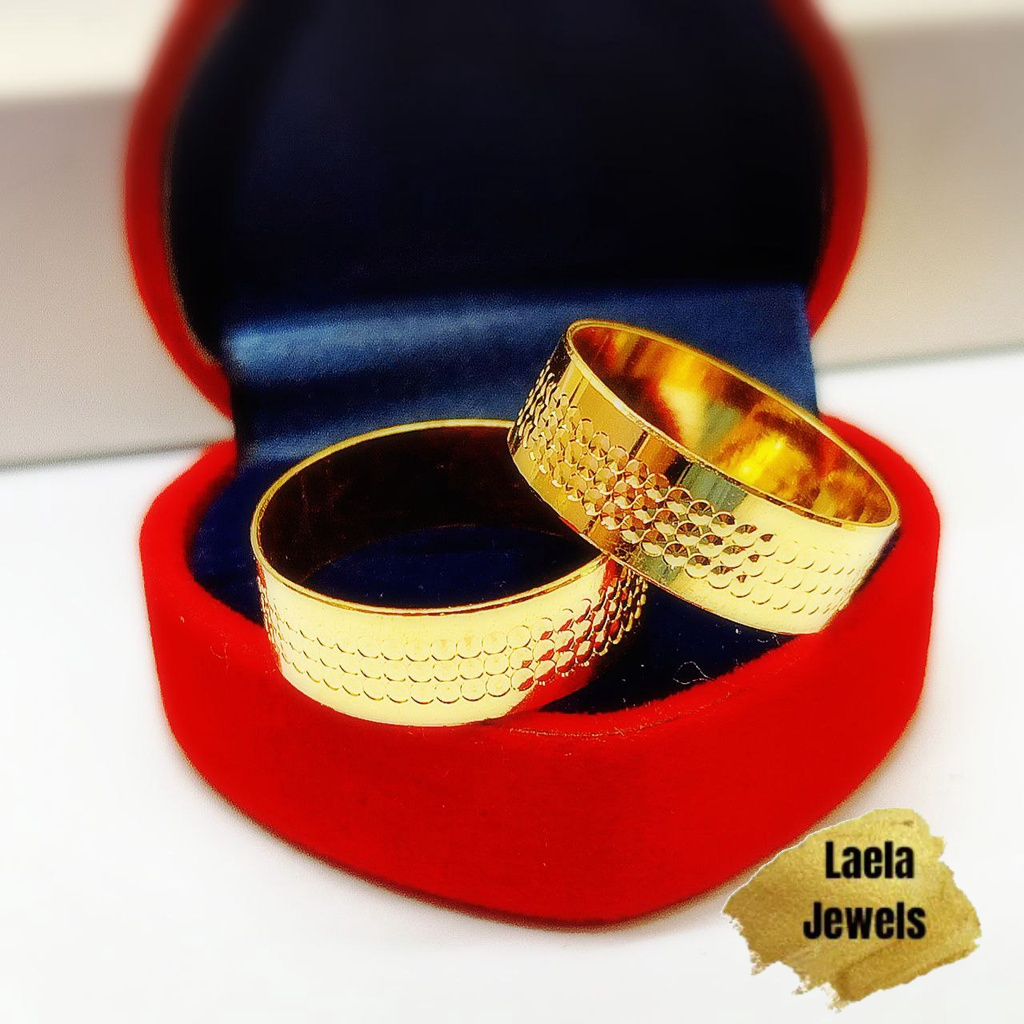 LAELA CINCIN BELAH ROTAN LASERCUT TITIK TENGAH PADU EMAS TULEN 916 GOLD ...