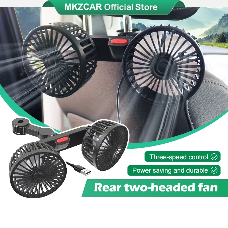 MKZCAR Car Fan Car Back Rear Seat USB Fan 360 Degree Rotatable Air ...