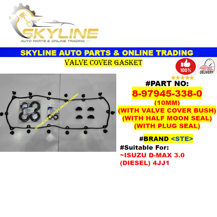 8-97945-338-0 Valve Cover Gasket (10MM) (With Plug Seal & Half Moon ...