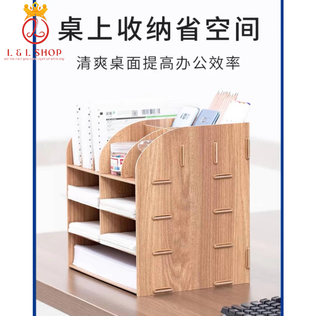 Wooden desktop finishing rack 1047 file rack multi-layer desk supplies ...