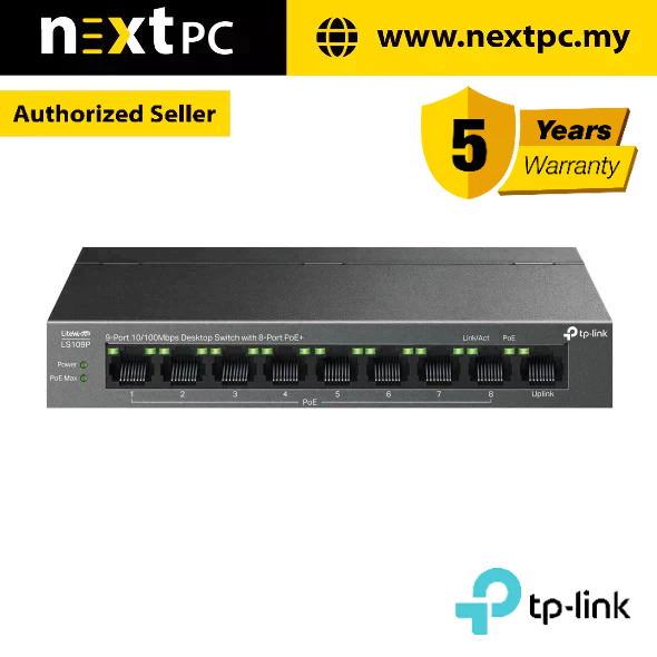 [Ready Stock] TP-LINK LS109P 9-Port 10/100Mbps Desktop Switch with 8 ...