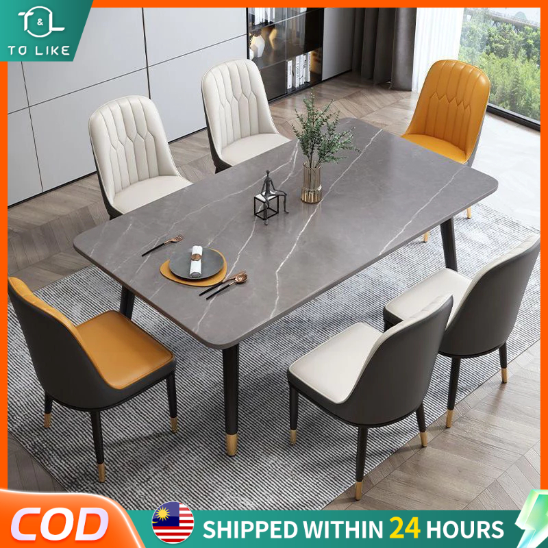 Nordic modern Marble texture Dining table Light luxury Dining table ...