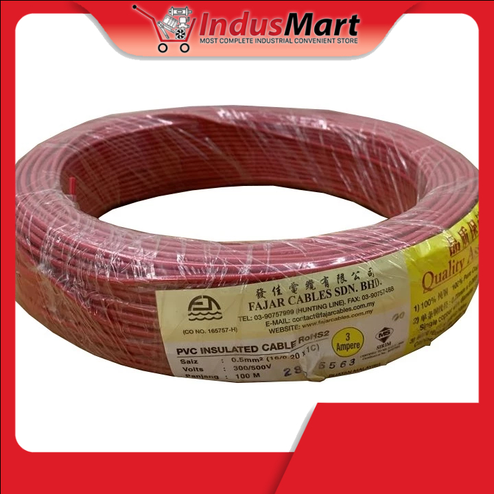 FAJAR Single Core 1.5mm (30/0.25) FLEXIBLE CABLE - RED 100Meter/Roll | Shopee Malaysia