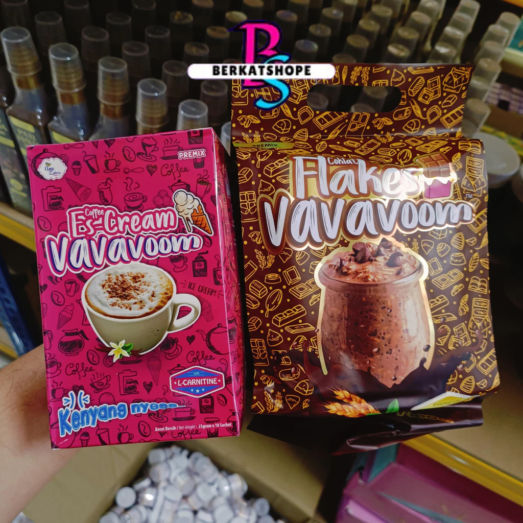 VAVAVOOM Kopi Es-Cream Coffee Premix Vanilla Flavor / Coklat Flakes by Ana Zahra Beauty | Shopee ...
