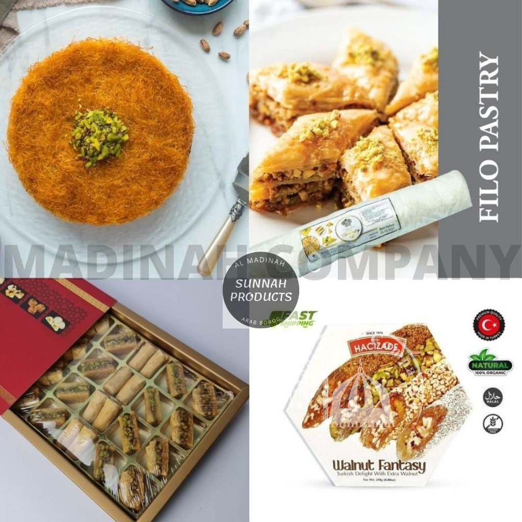 Arabic sweet fresh ( Kunafa chesse _ fillo baklava _ turkish delight ...