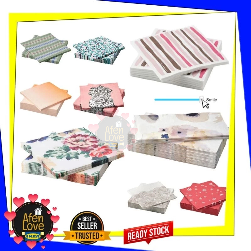 IKeA_Paper Napkin Tissue Tisu Bercorak Printed Design for Party Event ...