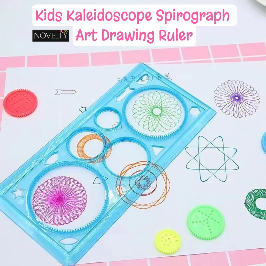 Kids Spirograph Kaleidoscope Art Ruler Compass Protractor Drawing ...