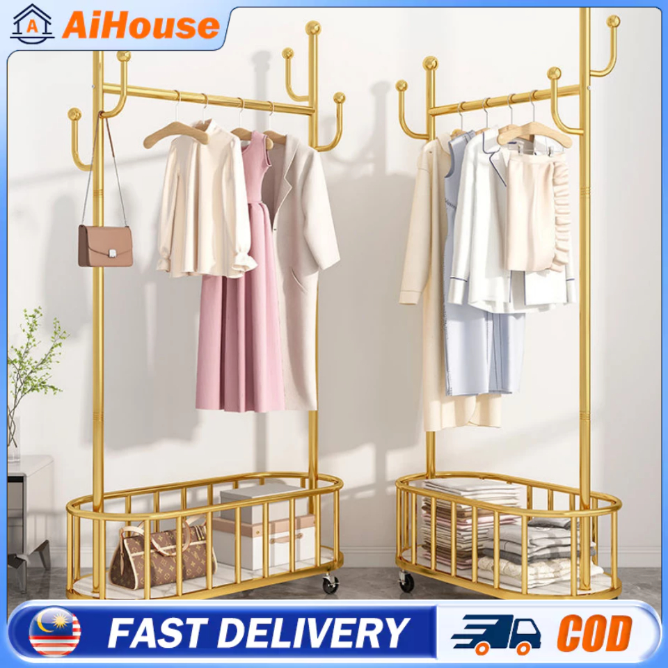Strong Steel Structure Portable Clothes Hanging Drying Rack Single Pole ...