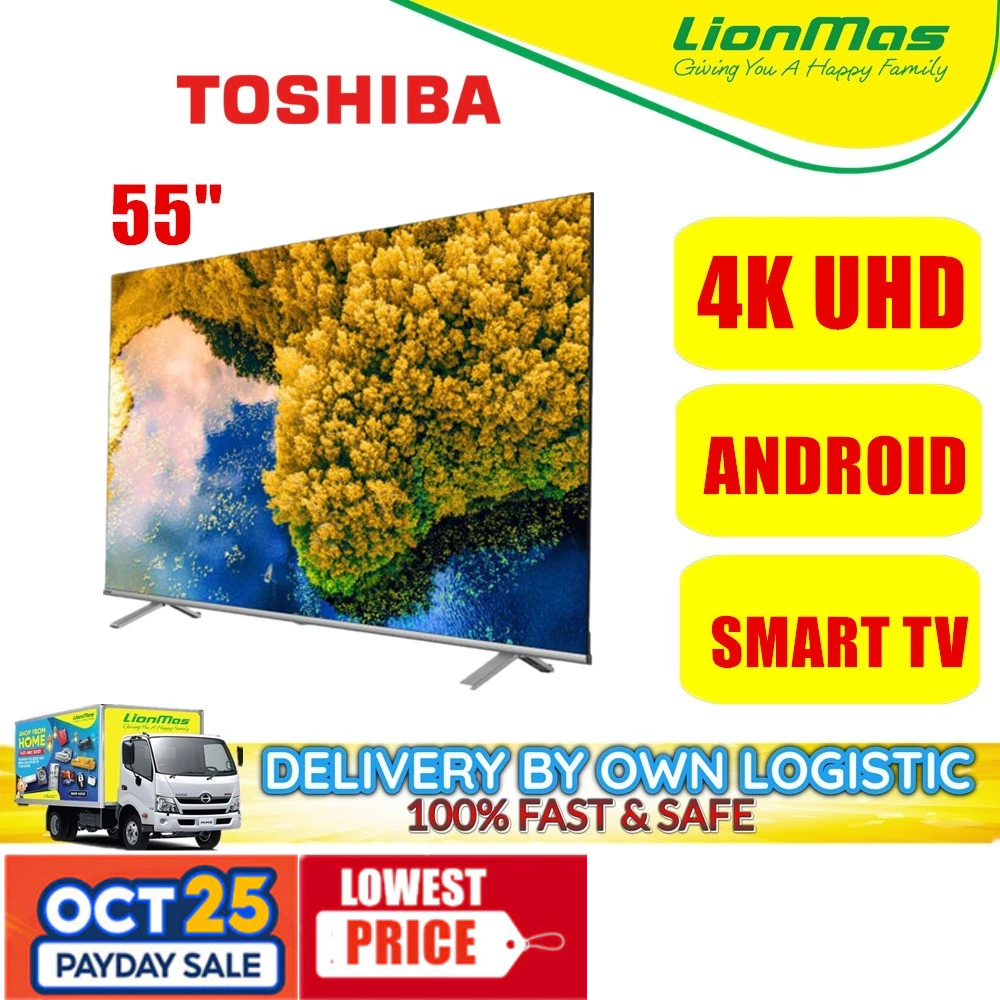 TOSHIBA 4K UHD ANDROID SMART LED TV 55C350KP GOOGLE TV | Shopee Malaysia