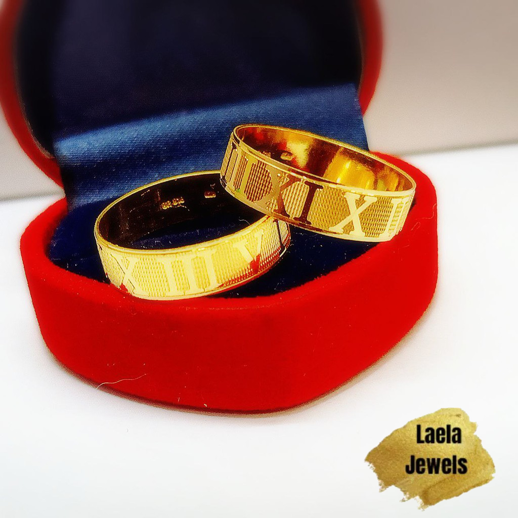LAELA CINCIN BELAH ROTAN ROMAN LASERCUT PADU EMAS TULEN 916 GOLD RING ...