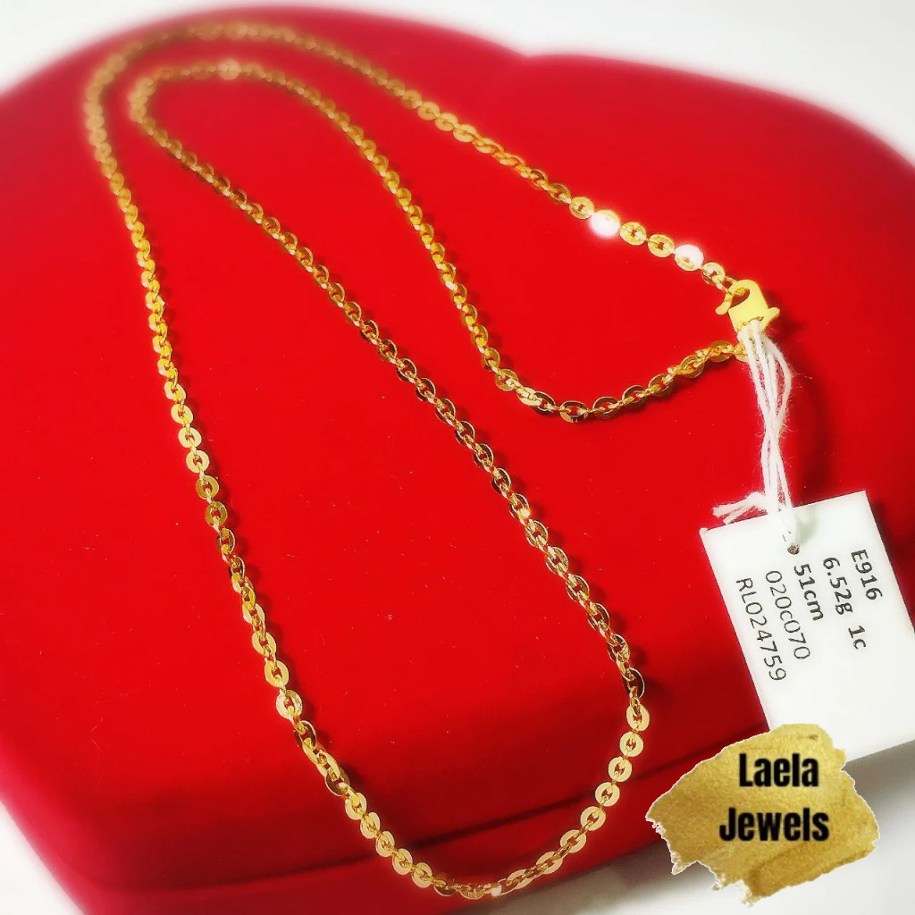 LAELA RANTAI LEHER POLO PADU EMAS TULEN 916 GOLD NECKLACE | Shopee Malaysia