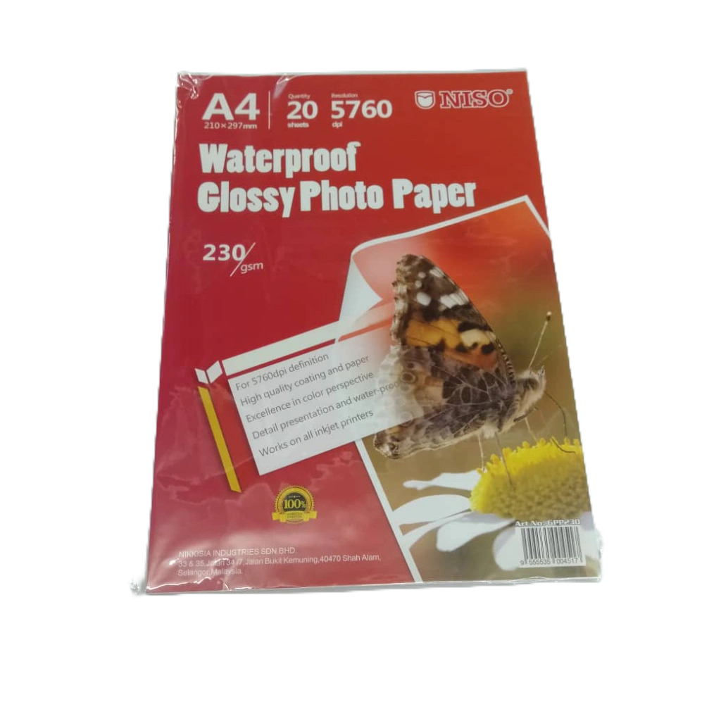 Niso Waterproof A4 High Quality Inkjet Glossy Photo Paper 230 Gsm ...
