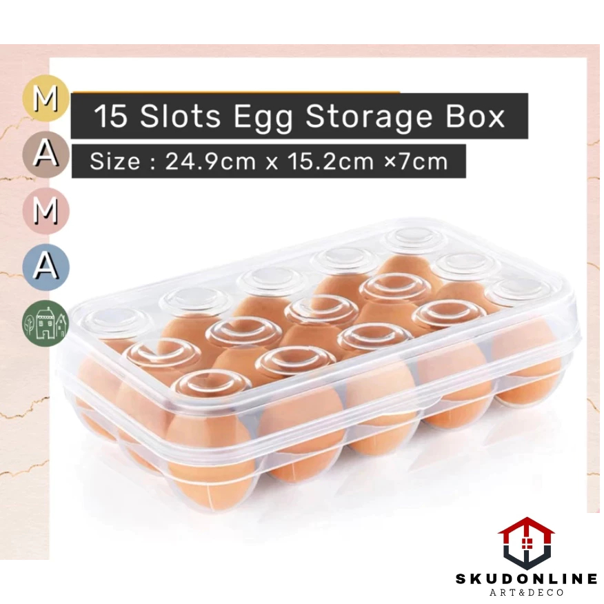 15 Holes Egg Container Household Portable Plastic Boxes Kitchen ...