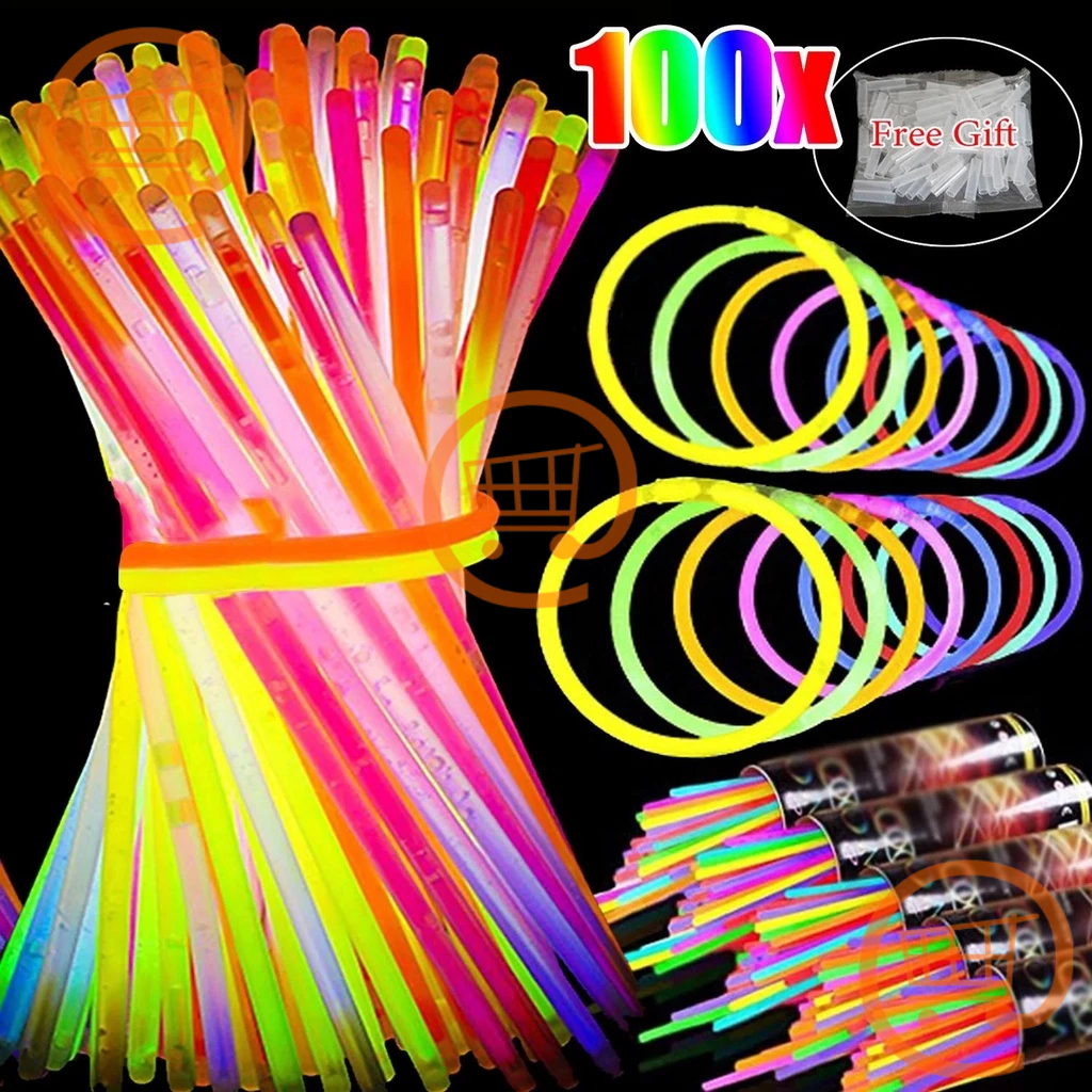 100pcs Colorful Glow-stick Props Children Non-toxic Toy in Bulk with ...