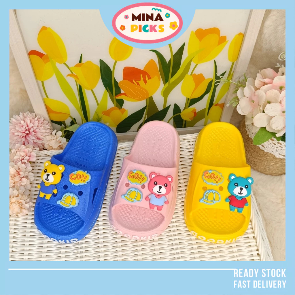 D11 24-35 Girl and Boy Cartoon Slide Slippers | Cartoon Bear | Kids ...