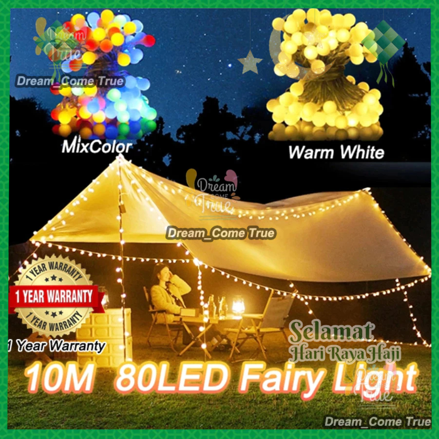 10M Lampu raya LED Camping Matte Ball Light Indoor/Outdoor String Light ...