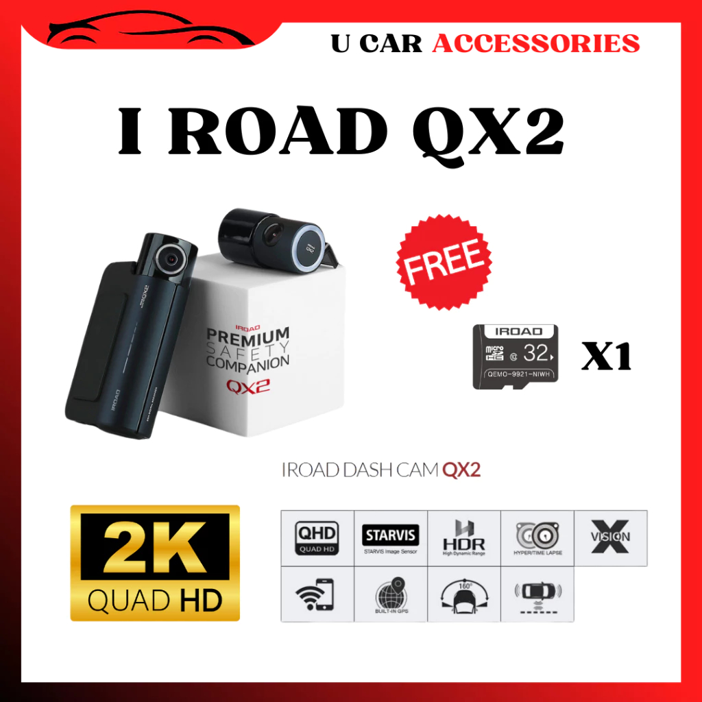 U CAR IROAD QX2 QHD DASH CAM 1440P QUAD HD RESOLUTION Car Recorder 160 ...