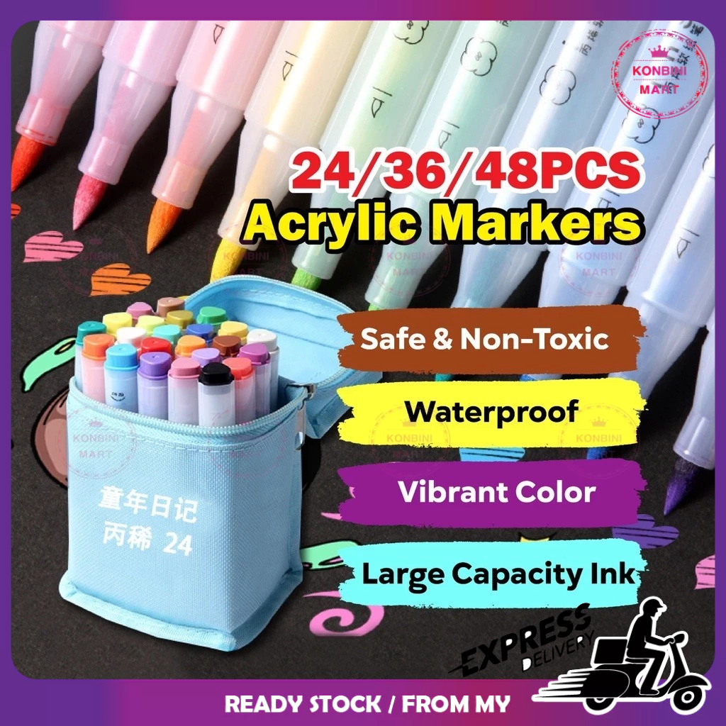 Waterproof Acrylic Marker Pen 24/36/48 Colouring Pen DIY on Glass Stone ...