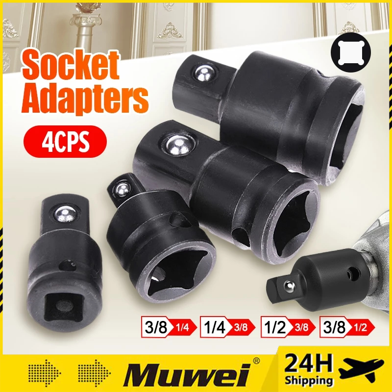 4PCS Black Impact Socket Drive Adaptor Universal Socket Converter 1/2 ...
