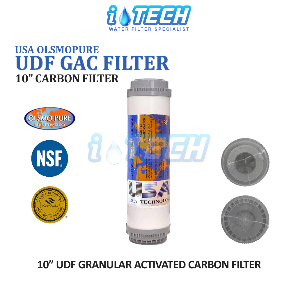 Olsmopure 10" UDF GAC Carbon Filter - 10 inch Granular Activated Carbon Filter Replacement RO ...