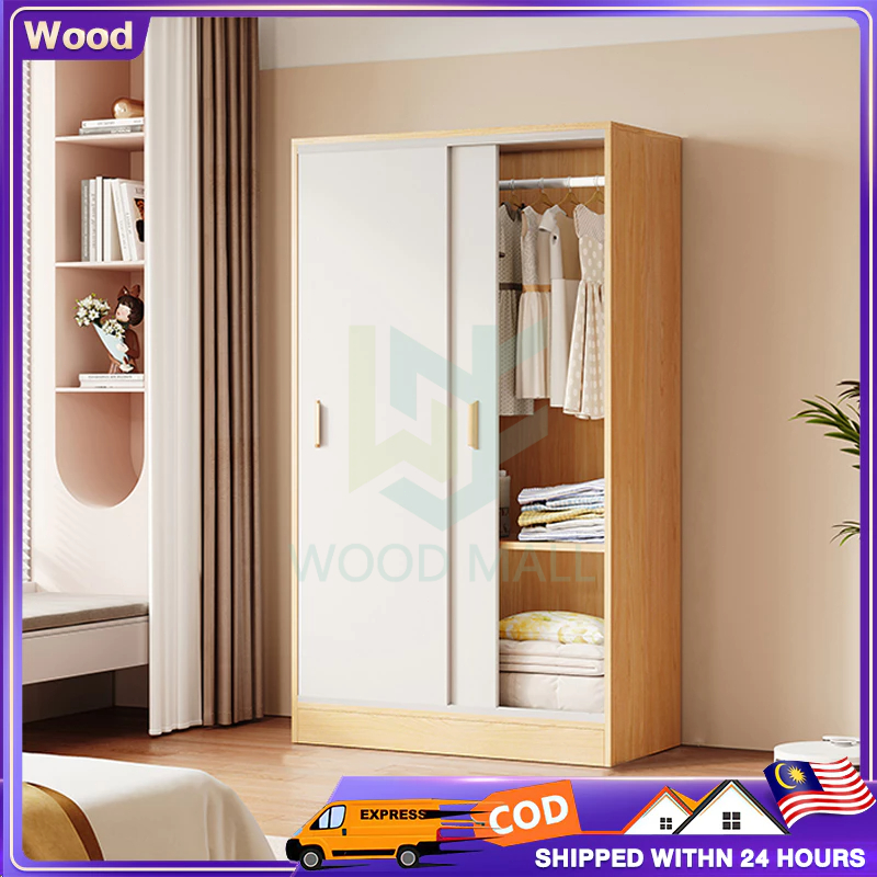 𝙍𝙚𝙖𝙙𝙮 𝙎𝙩𝙤𝙘𝙠 Wardrobe Almari Baju Murah 80/120CM Clothes Cabinet Sliding ...