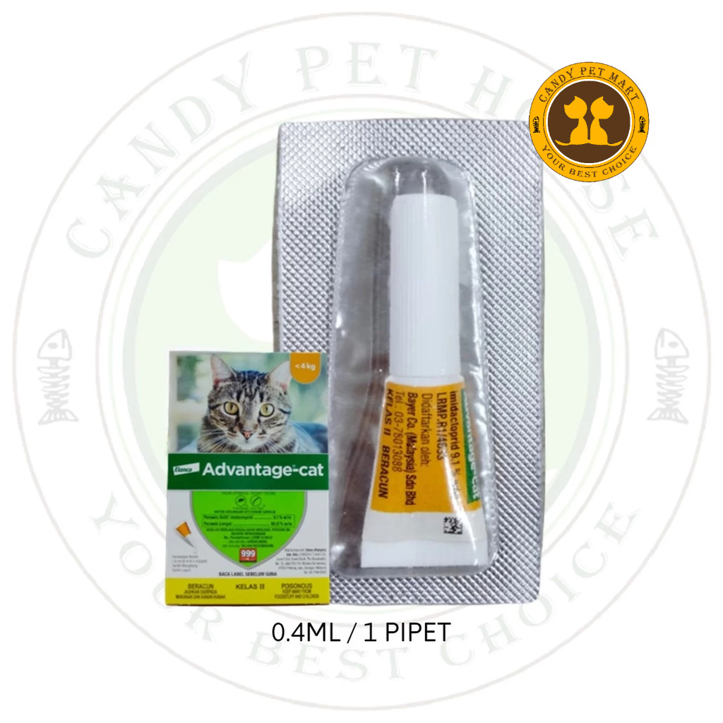 Elanco / Bayer Advantage Cat / Ubat Kutu Kucing - Size S ( 1 Pipet ...