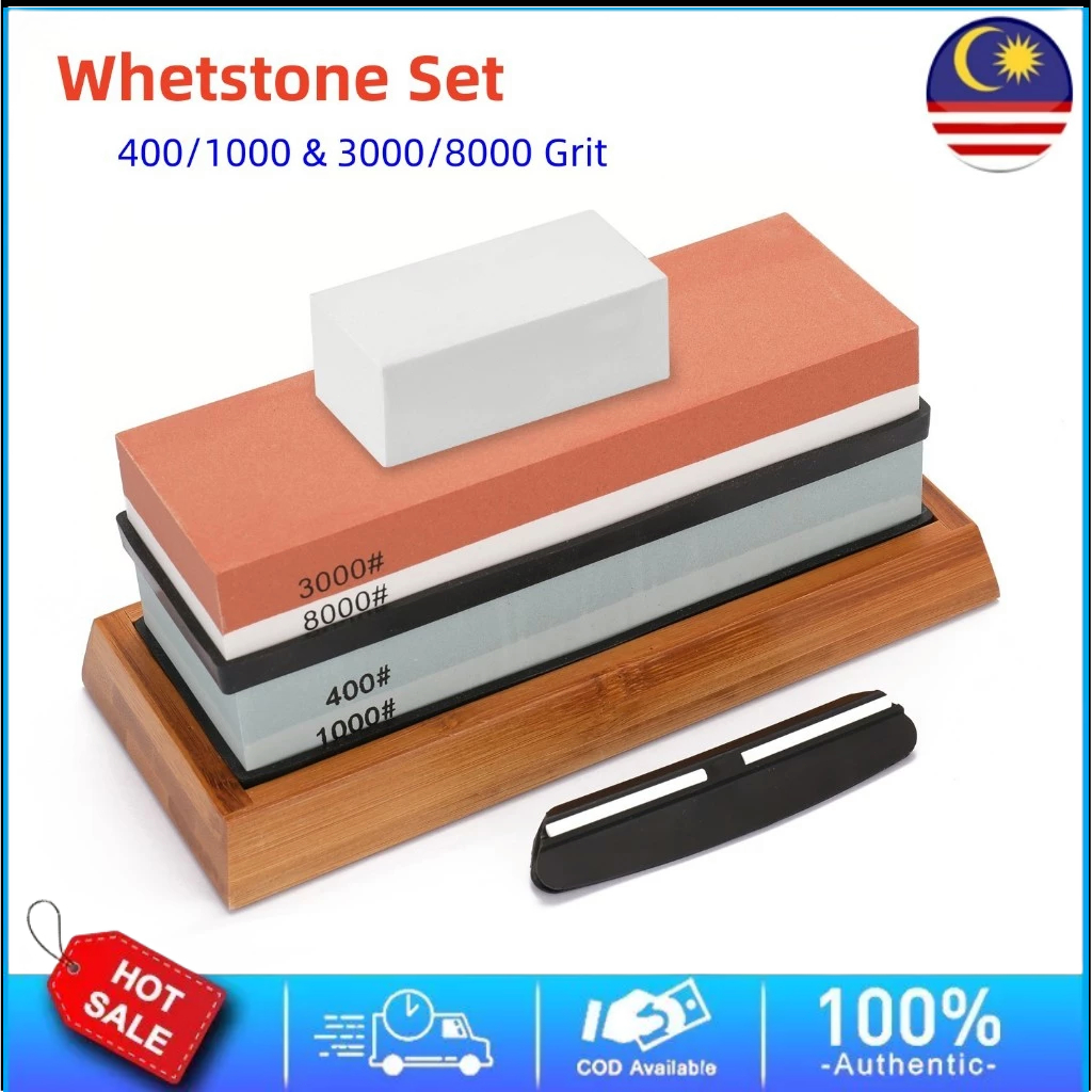 🔥🔥🔥400/1000 3000/8000 Grit Whetstone Set / Batu Asah / Pengasah Pisau ...