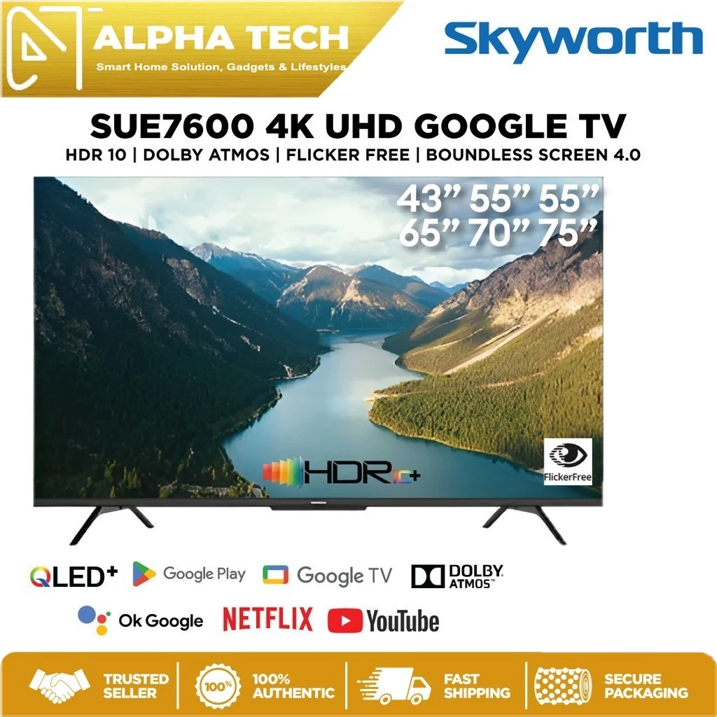 SKYWORTH SUE7600 Android Smart TV with 4K Resolution, Android 10, Ultra ...