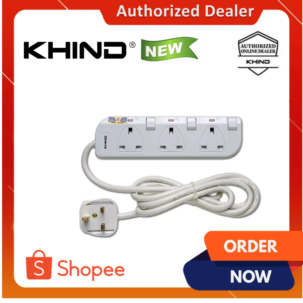 【SIRIM】 Khind Extension Extention Trailing Socket Wire Plug ln8133w ...