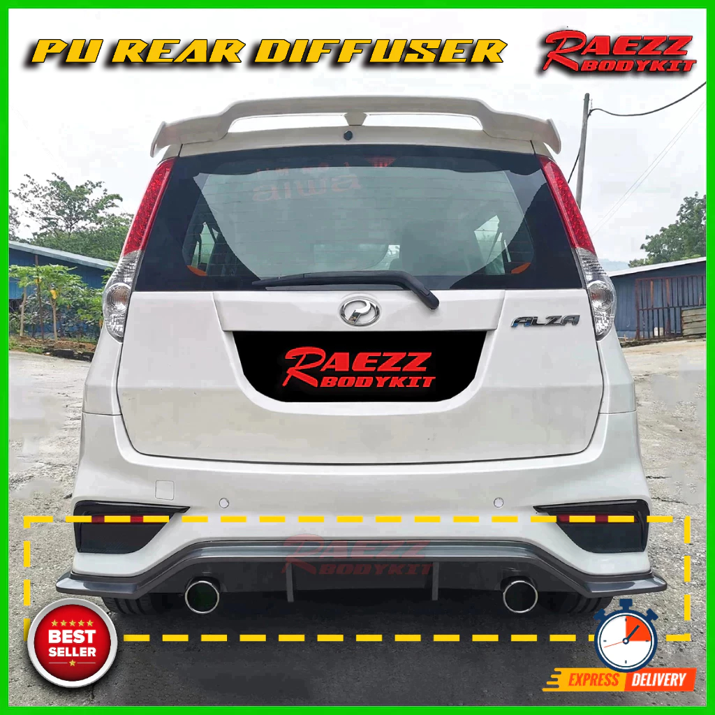 💥Ready Stock💥Perodua Alza **2018 - 2020** R-Design PU Rear Diffuser ...