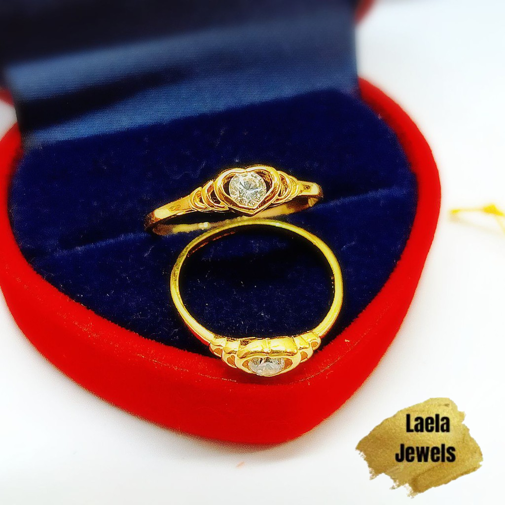 LAELA CINCIN PERMATA EMAS TULEN 916 GOLD WITH STONE RING | Shopee Malaysia