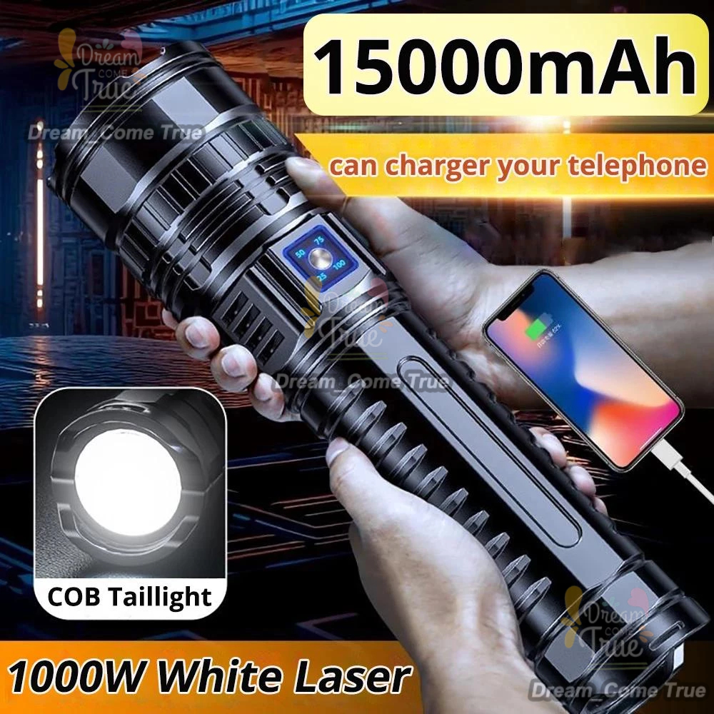 NEW FlashLight Built-in 15000mah battery Spotlights 9km 990000000LM ...
