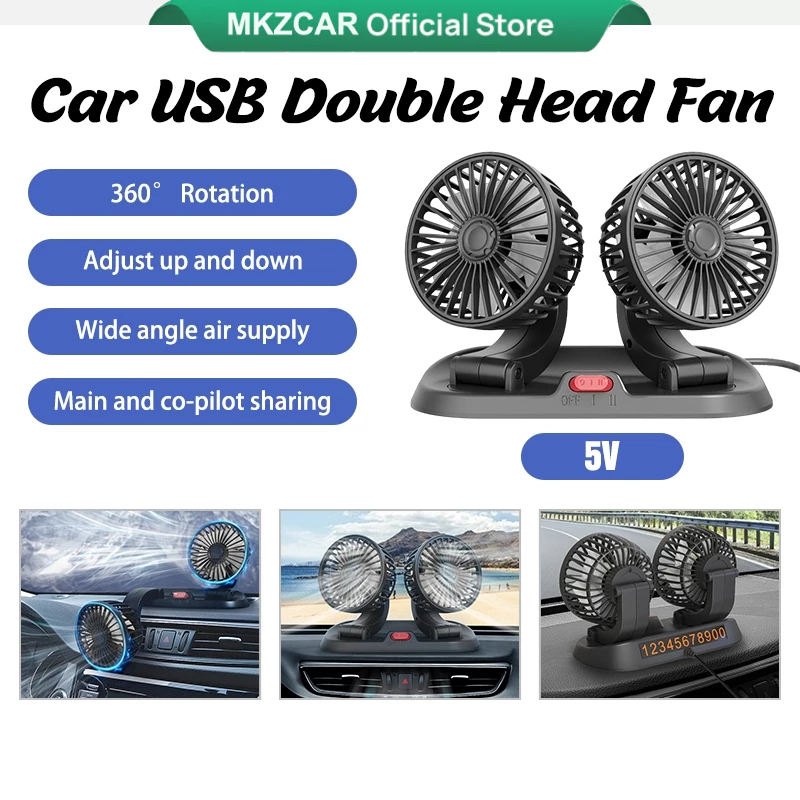Car Strong Dual Fan Air Conditioning Double Kipas Kereta Air Cooler 360 ...