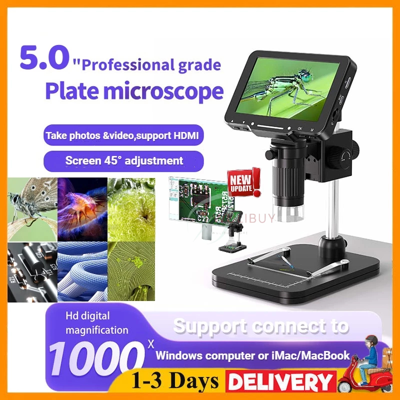 5 inch Digital Microscope Electronic Microscope HD 1080P 1000X ...