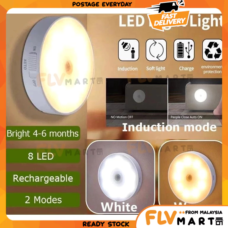 【USB Rechargeable】 Sensor Night Light, Wireless Body Induction Lamp, Motion Sensor Light, USB ...