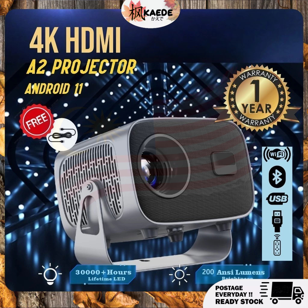 New Smart Mini Android System Projector 1280P Full HD 4K WiFi LED ...