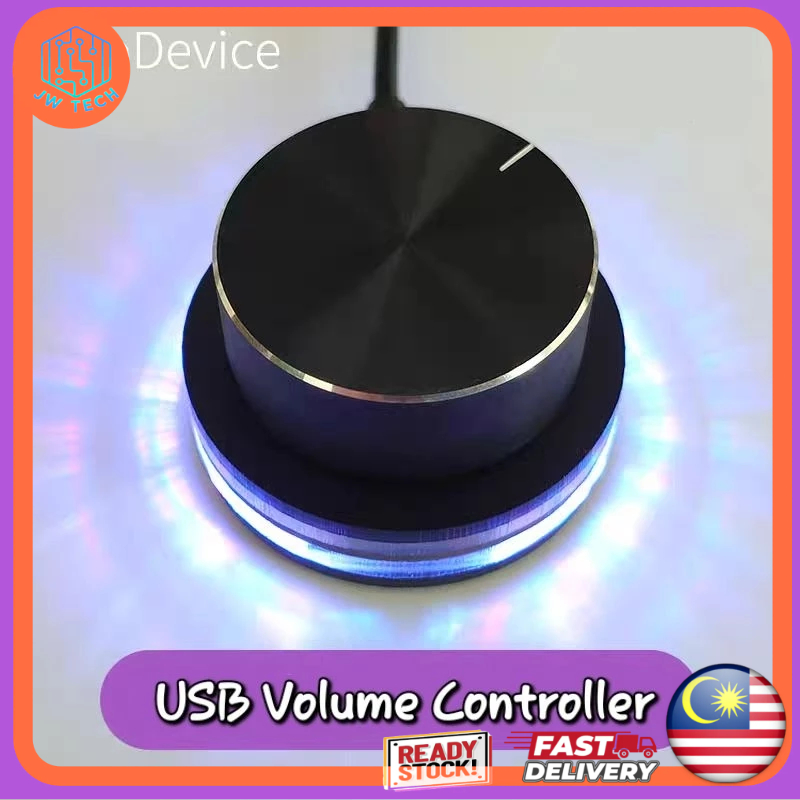 🇲🇾Ready Stock🇲🇾 USB Volume And Multi Purpose Control Dial Knob RGB Base With 2M USB C Cable PC ...