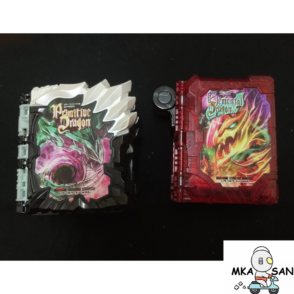 Original Bandai DX Primitive Dragon & Elemental Dragon Wonder Ride Book Set Kamen Rider Saber ...
