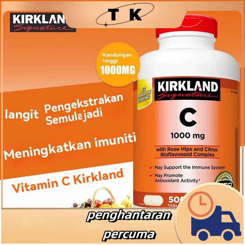 Kirkland Signature Vitamin C Supplement 1000mg 500 Tablets-TK | Shopee ...