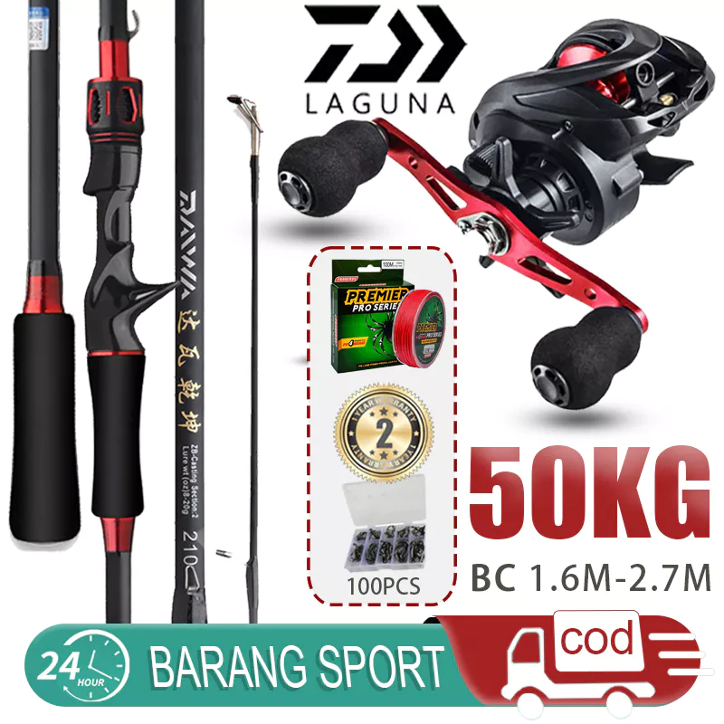 DAIWA Fishing Rod Set Corbon Casting Rod Baitcasting Rod Joran Pancing Set Fishing Reel 2 ...