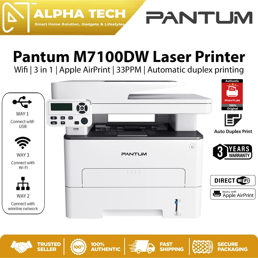 Pantum Mono Laser Multifunction Printer M7100DW | 3 in 1 | USB+WiFi ...