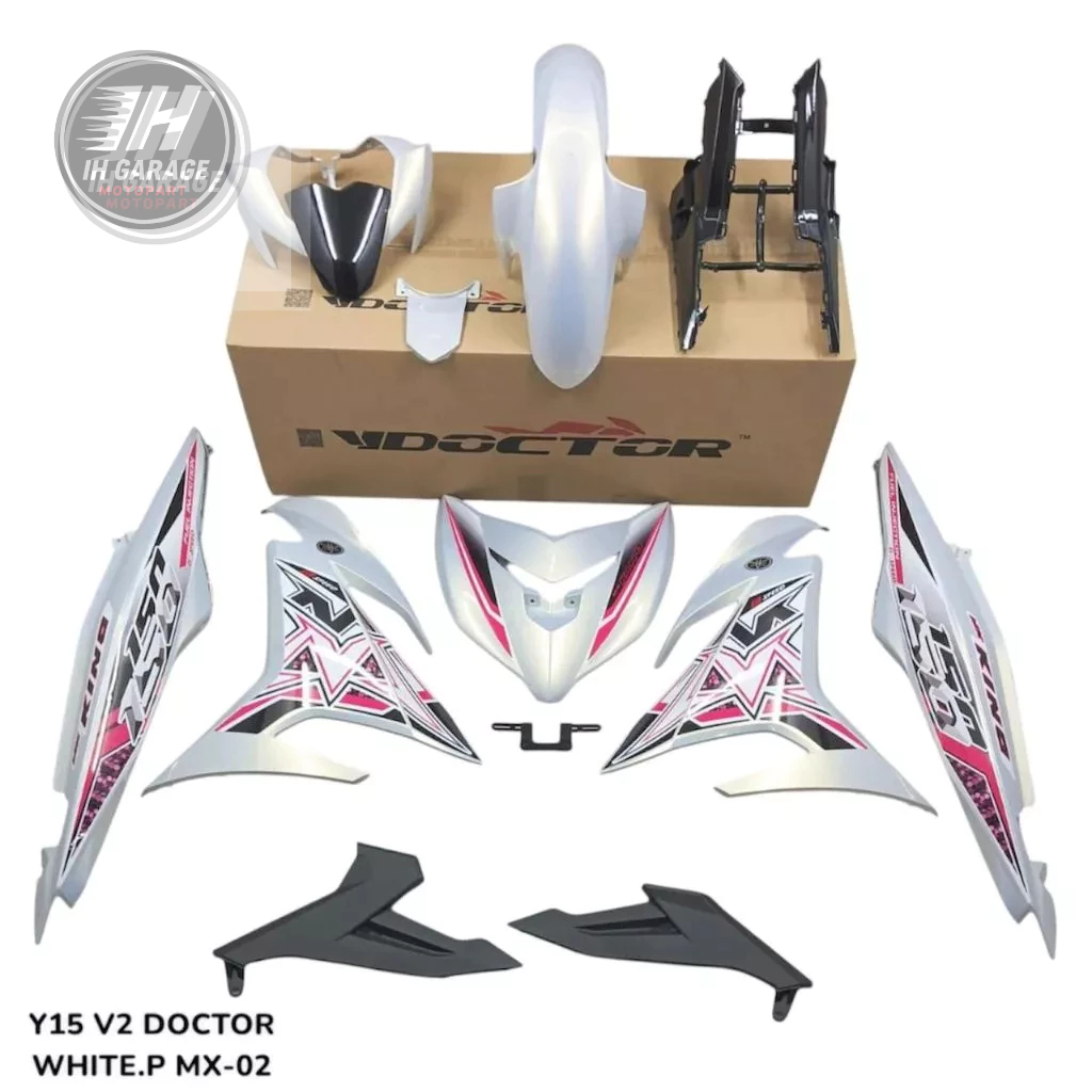 COVERSET BODYSET YAMAHA YSUKU Y15 Y150ZR V2 MX KING WHITE.P MX-02 ...