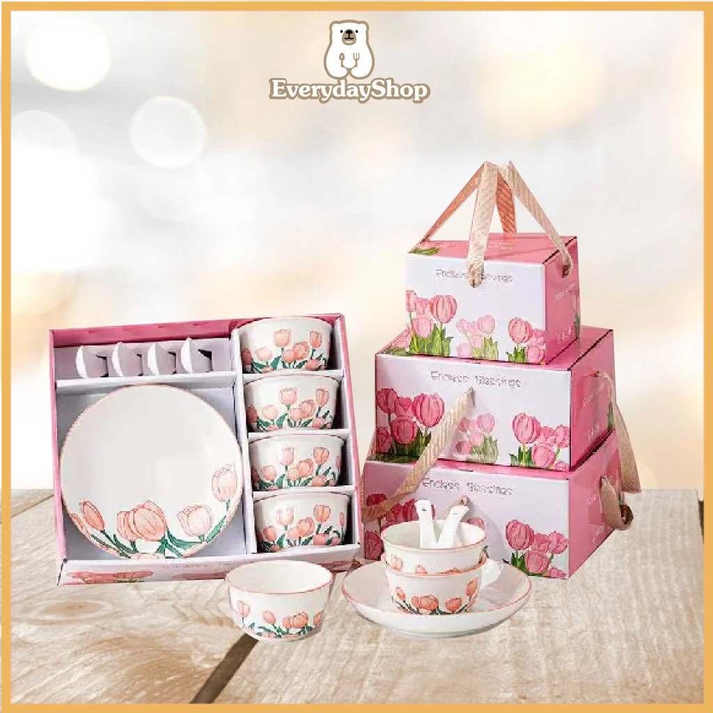 Ceramic Dinnerware Gift Set With Gift Box Bowl Set /Set Mangkuk, Sudu ...