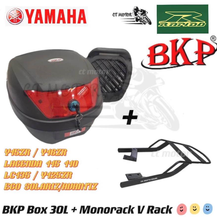 ct motor BKP 30L BOX + RACK RAPIDO MONORACK SET MOTORCYCLE YAMAHA 135LC ...